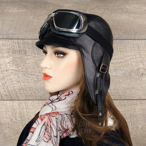 Women's Leather Aviator Hats & Caps | Pilot Style Helmets – Cote Cuir ...