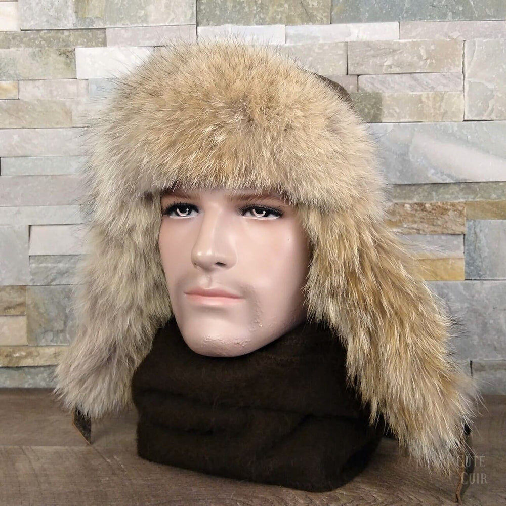 Wolf Fur Hat | Men's Real Fur Aviator Hat - Cote Cuir