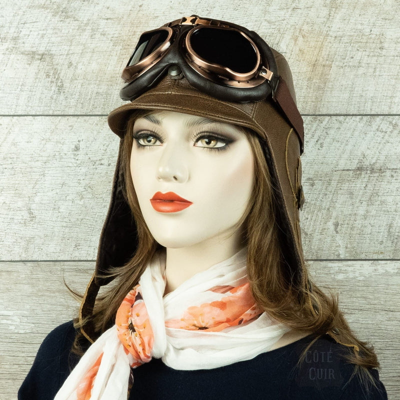 Brown Chestnut Aviator Hat - Cote Cuir – Cote Cuir Leather